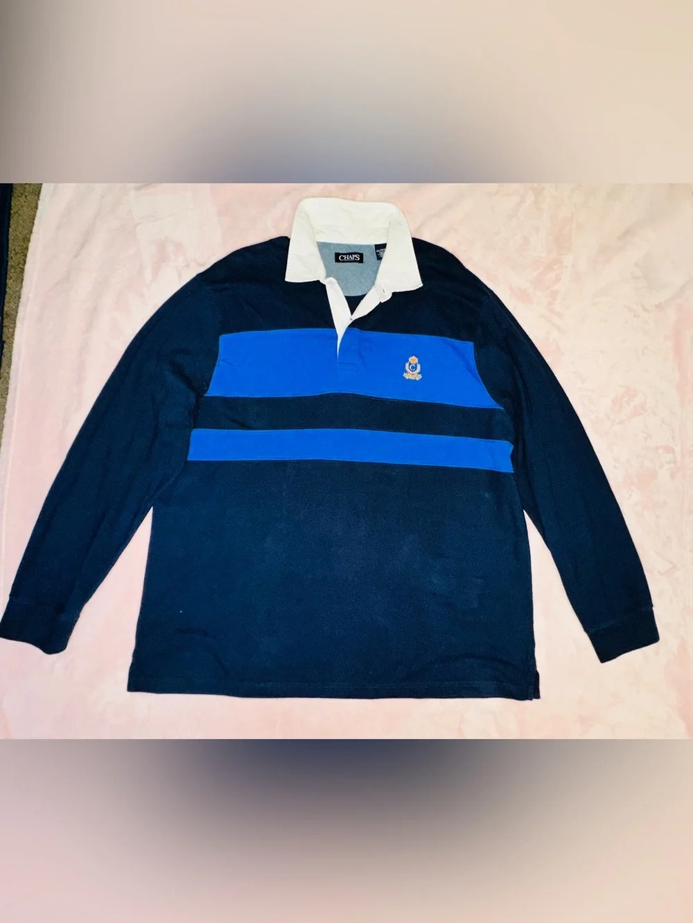 Chaps | Shirts | Chaps Mens White Collar Navy Rugby Shirt With Royal ...